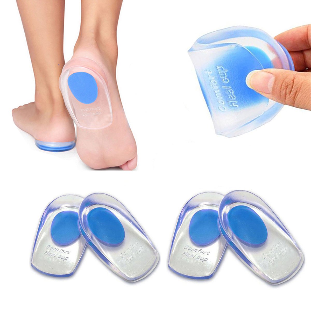 2 Pairs Gel Heel Cups, Foot Heel Support Pads Cushions, Backfoot ...