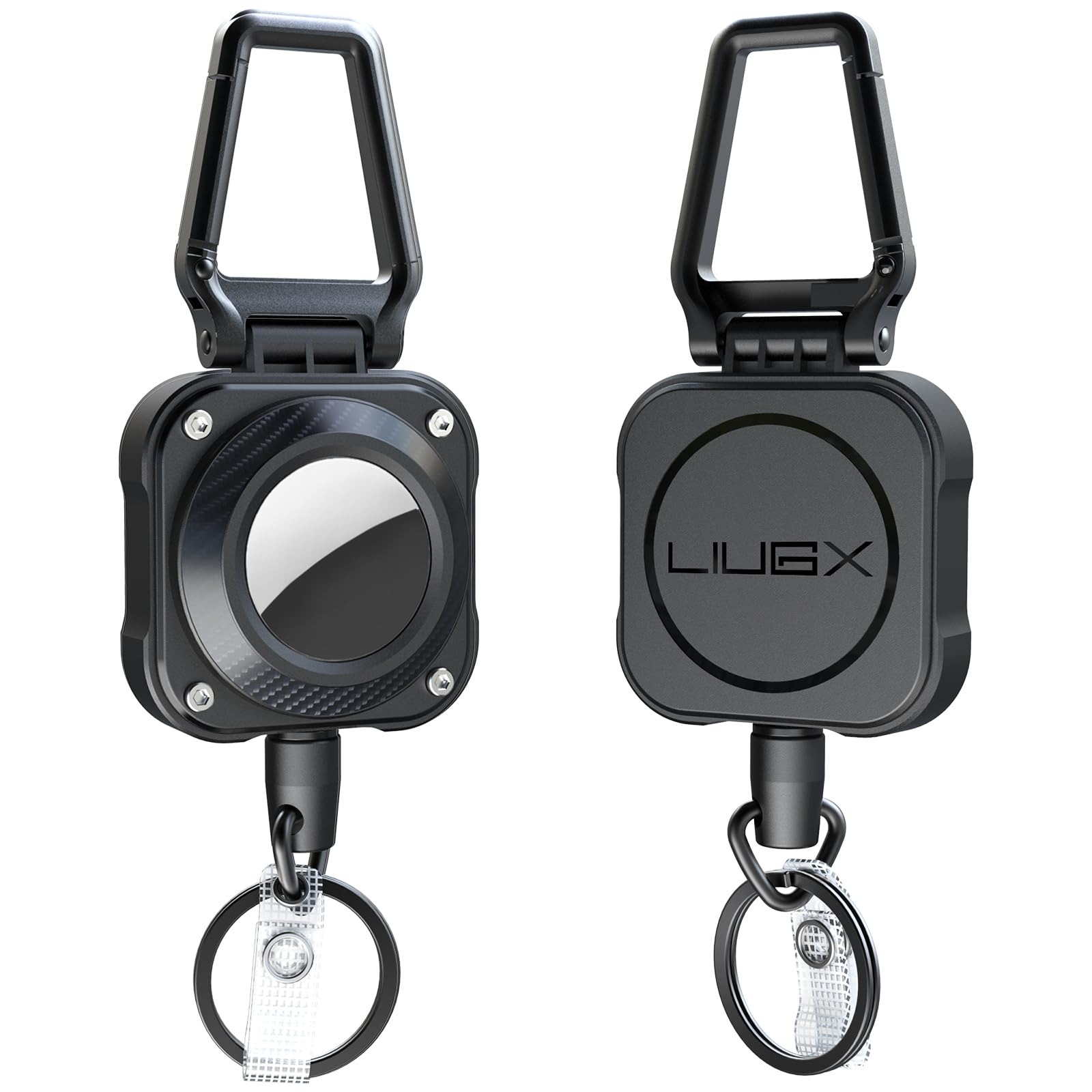 LIUGX 2-Pack Airtag Retractable Keychain, Airtag Holder, Badge Reel ...