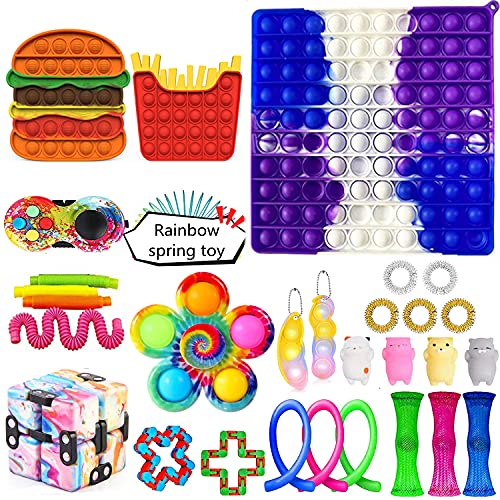 Lucakuins Big Fidget Packs Anti-Anxiety Tools, Push Pop Sensory Fidget Toys Pack with Marble ...