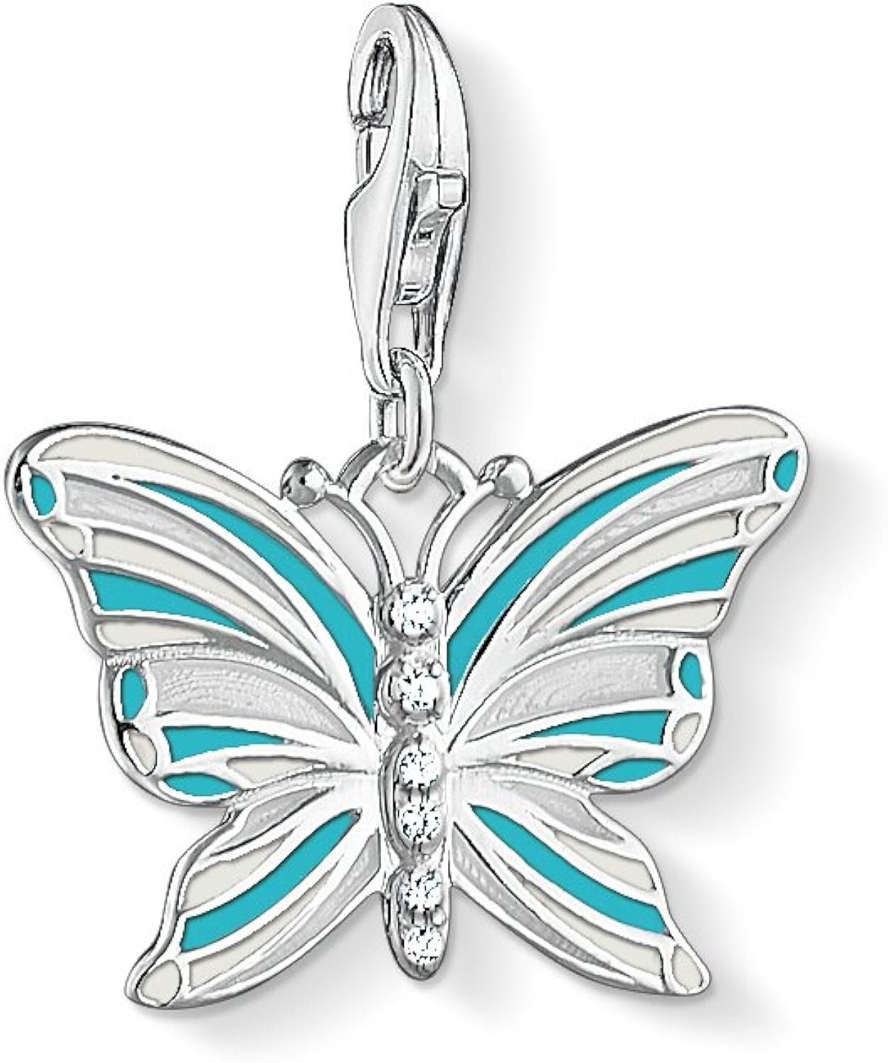 THOMAS SABO Damen Charm-Anhänger Schmetterling 925er Sterlingsilber, Türkis, Beige Emailliert ...