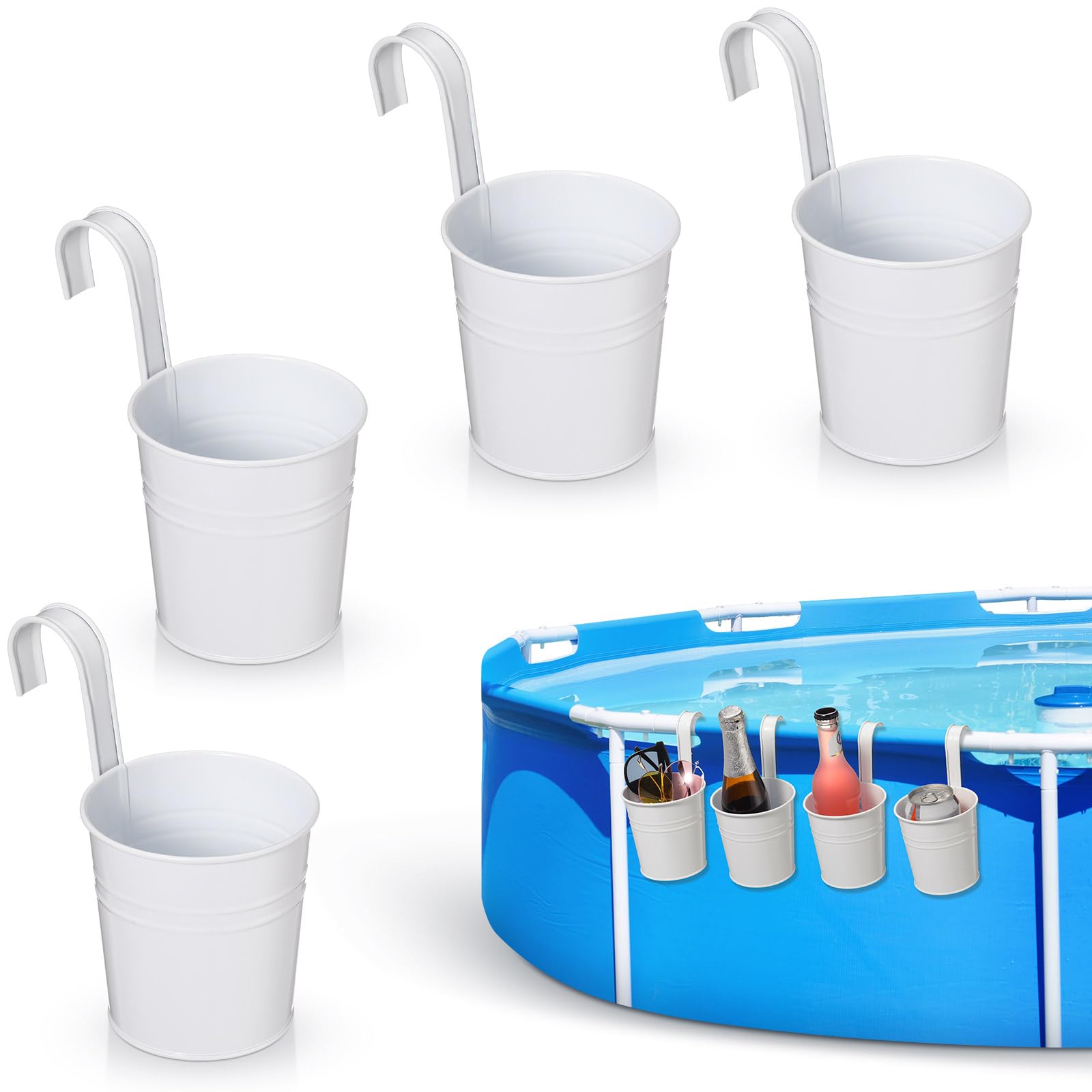 Reallnaive 4 Pack Poolside Cup Holder Above Ground Pool Drink Holder ...