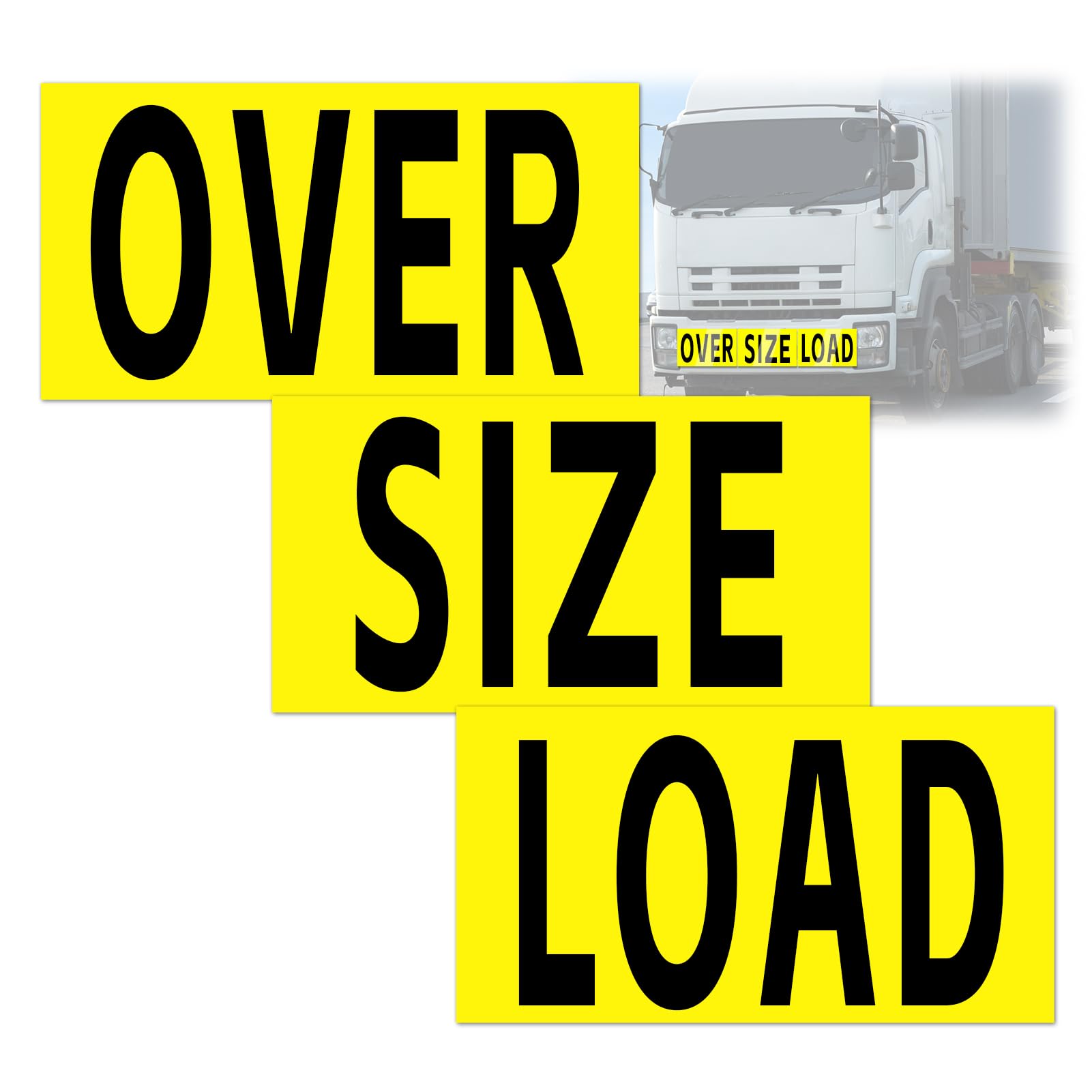 Magnetic Oversize Warning Load Signs for Trucks, 3 Pcs - 12