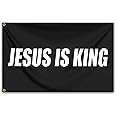 Amazon.com : Jesus is King Flag 3x5 Ft Christian Jesus American Flag ...