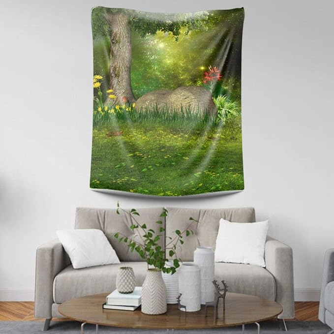 HLCBHT Wall Tapestry,Forest Tapestry Wall Hanging Lawn Flower Stone ...