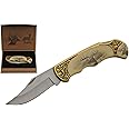 Amazon.com : Deer Folding Pocket Knife 4.75" - Stainless Steel Blade ...