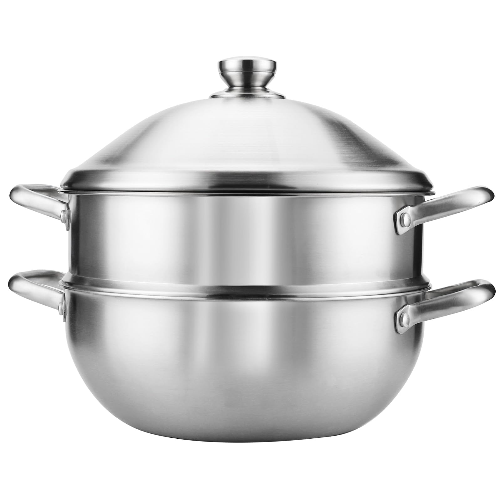 Delarlo Tri-Ply Stainless Steel Steamer Pot 12 Inch Everyday Pan With ...