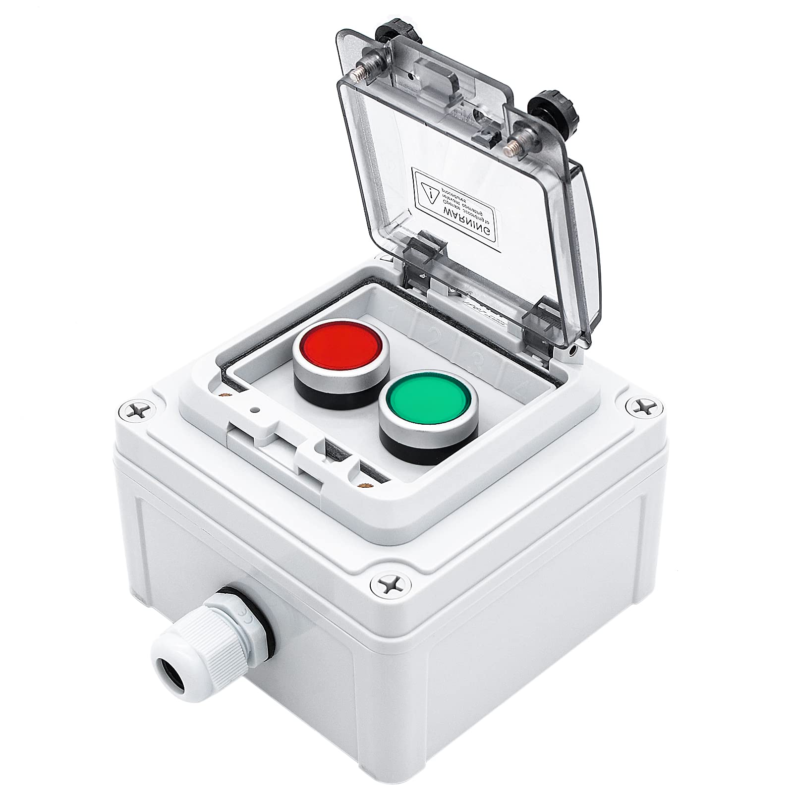 OELFFOW IP67 Button Switch Outdoor Waterproof Box 2 Green and Red Push ...