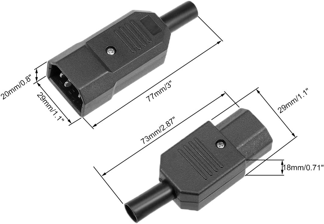 Sourcingmap IEC320 C14 Power Socket C13 Adapter Connector 10A ...