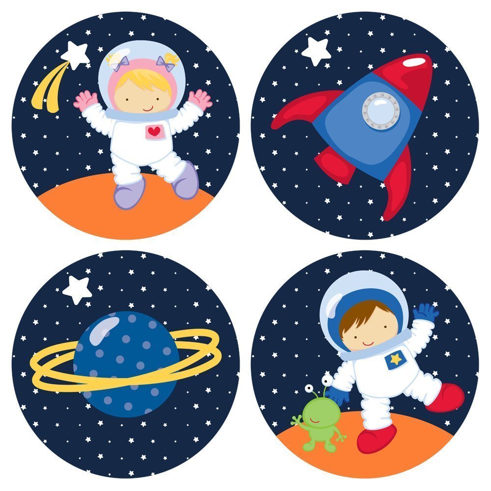 Amazon.com: Outer Space Astronaut Stickers for Boys and Girls - Kids ...