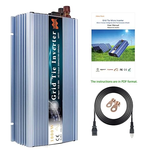 Marsrock 1000W MPPT Pure Sine Wave Grid-Tie Micro Inverter, Converts 20 ...