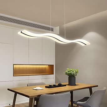Modern Wave LED Pendant Light Dimmable Fixture Modern LED Chandelier ...