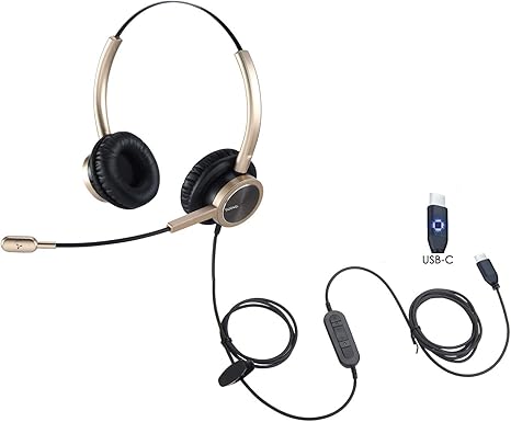 USB Type C Headphones Headset with Noise Cancelling Microphone & USB C ...