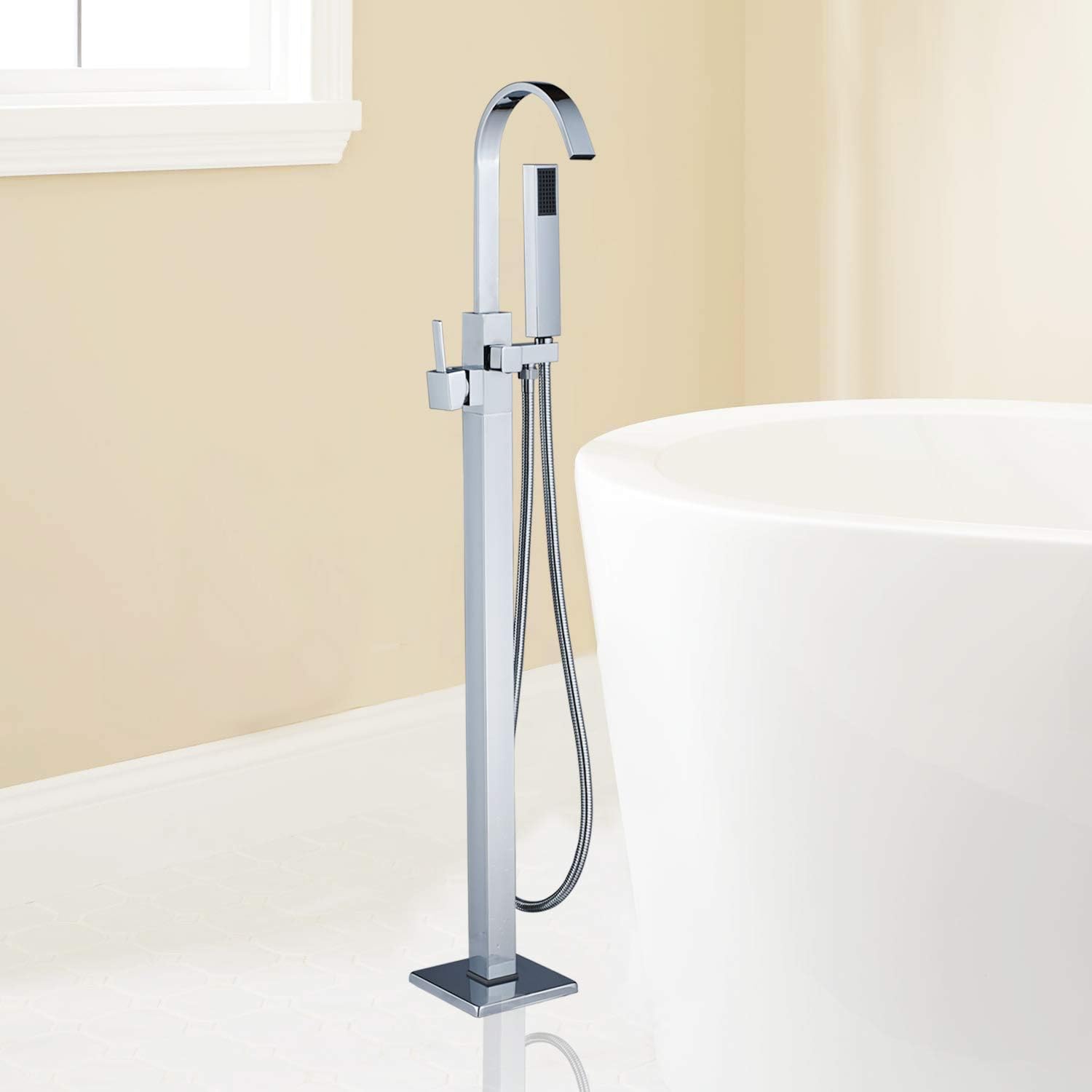 Free Standing Bathtub Tap Rozin Brass Bathroom Chrome Tub Tap with ...