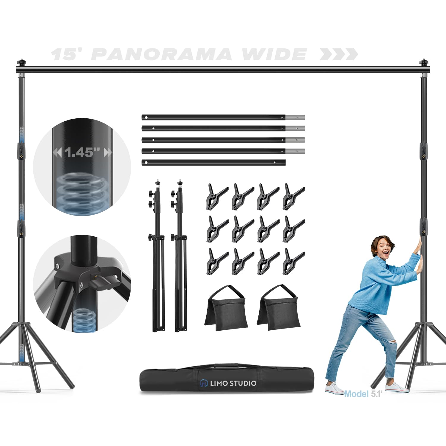 LimoStudio [Super Heavy Duty] 15 x 10 ft. (W x H) Upgraded Backdrop ...