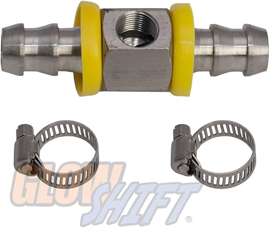GlowShift 1/2" Fuel Line Fuel Pressure T-Fitting Adapter, Fittings ...
