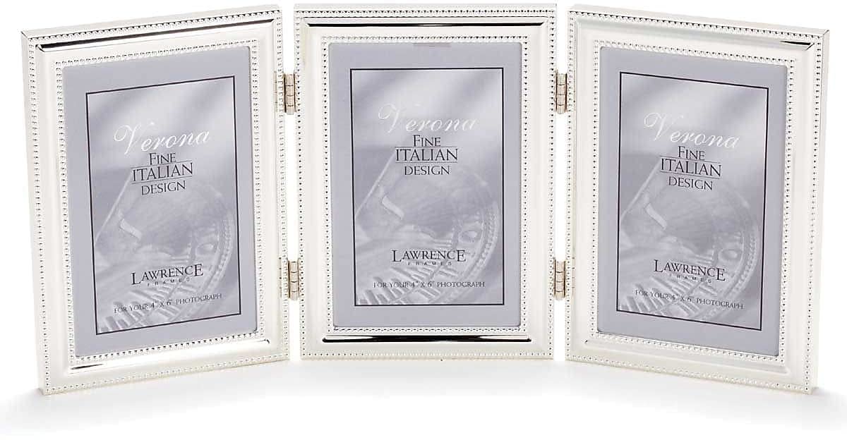 Lawrence Frames 4x6 Hinged Triple (Vertical) Metal Picture Frame Silver ...