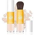 Amazon.com: Sunscreen Setting Powder SPF 50, Mineral Brush Powder Oil ...