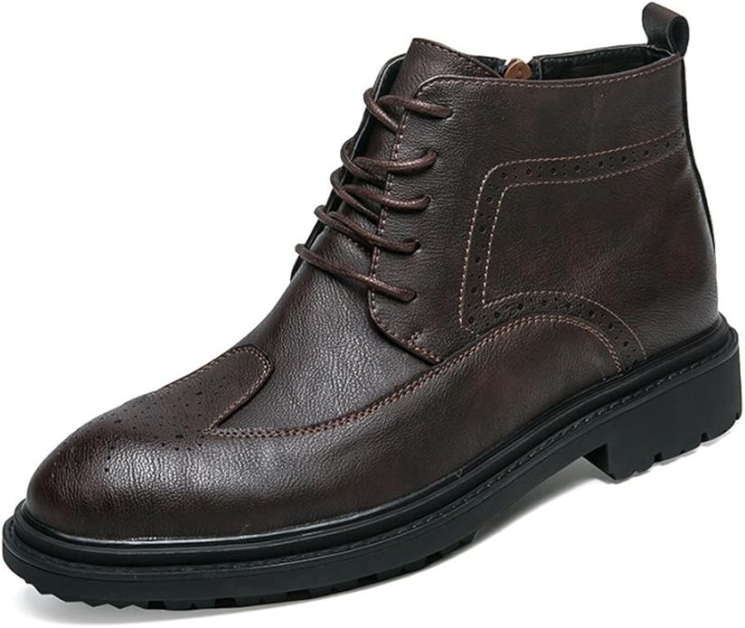 Botines de Cuero para Hombre Ate para Arriba los Zapatos Botas Cortas ...