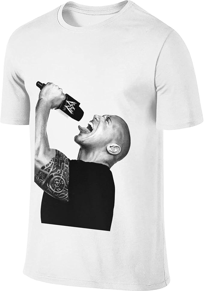 Dwayne Johnson Men T-Shirt Comfortable Cotton Short Sleeve(White ...