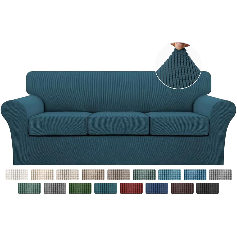 Turquoize 4 Piece Sofa Covers for 3 Cushion Couch Sofa Slipcover Soft ...