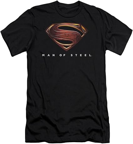 Amazon.com: The Man of Steel New Logo Black Slim Fit Unisex Adult T ...