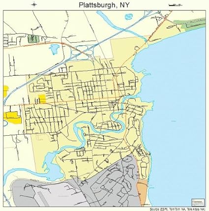 Amazon.com: Large Street & Road Map of Plattsburgh, New York NY ...