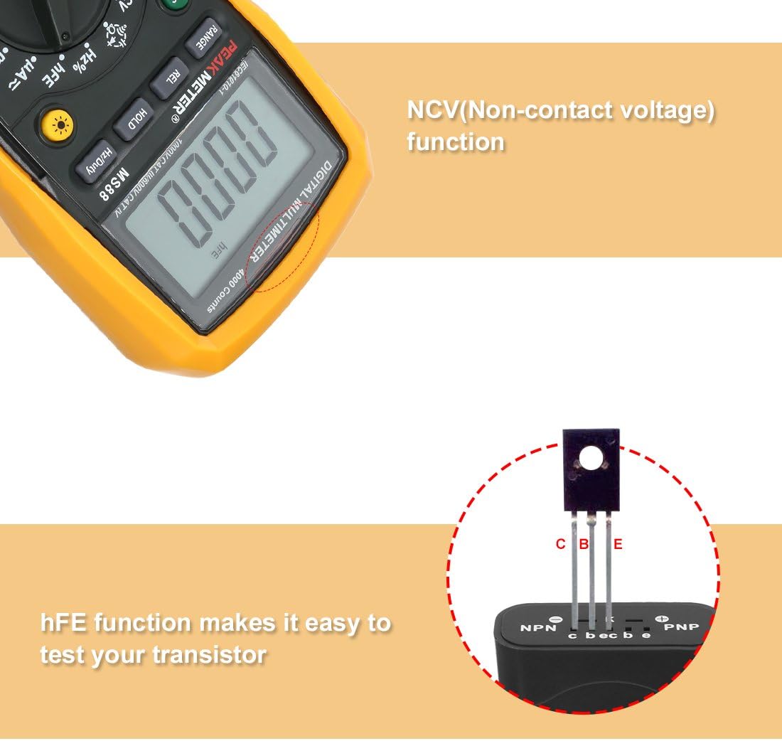 sourcing map Authorized Orange Digital Multimeter AC/DC Voltage Current ...