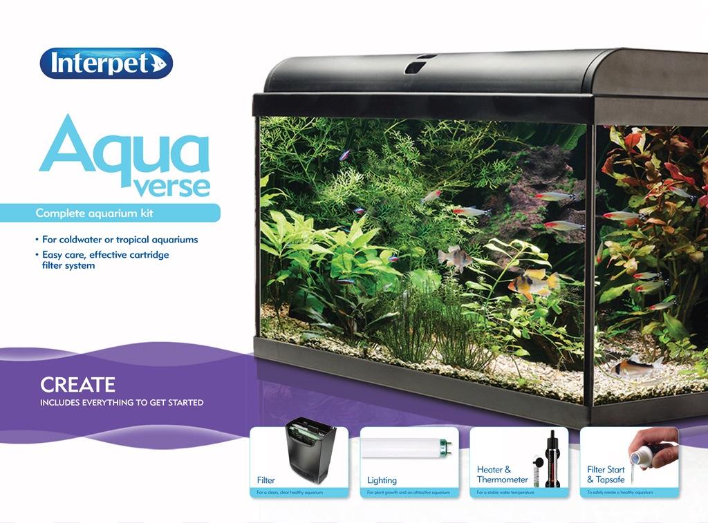 Interpet Fish Pod Glass Aquarium Fish Tank, 64L, with Bright White ...