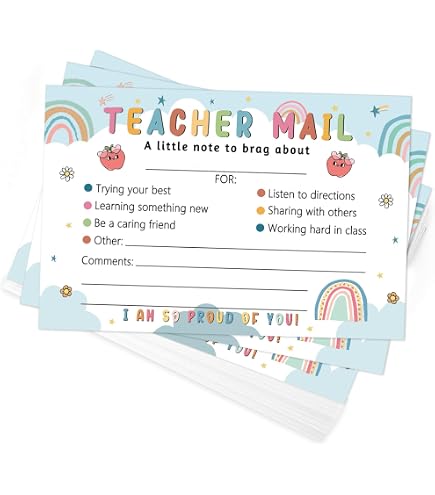 VGoghex 50PCS Happy Teacher Mail Notes To Parents, Positive Behavior ...