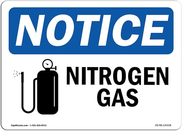 Amazon.com : OSHA Notice Signs - Nitrogen Gas Sign with Symbol ...