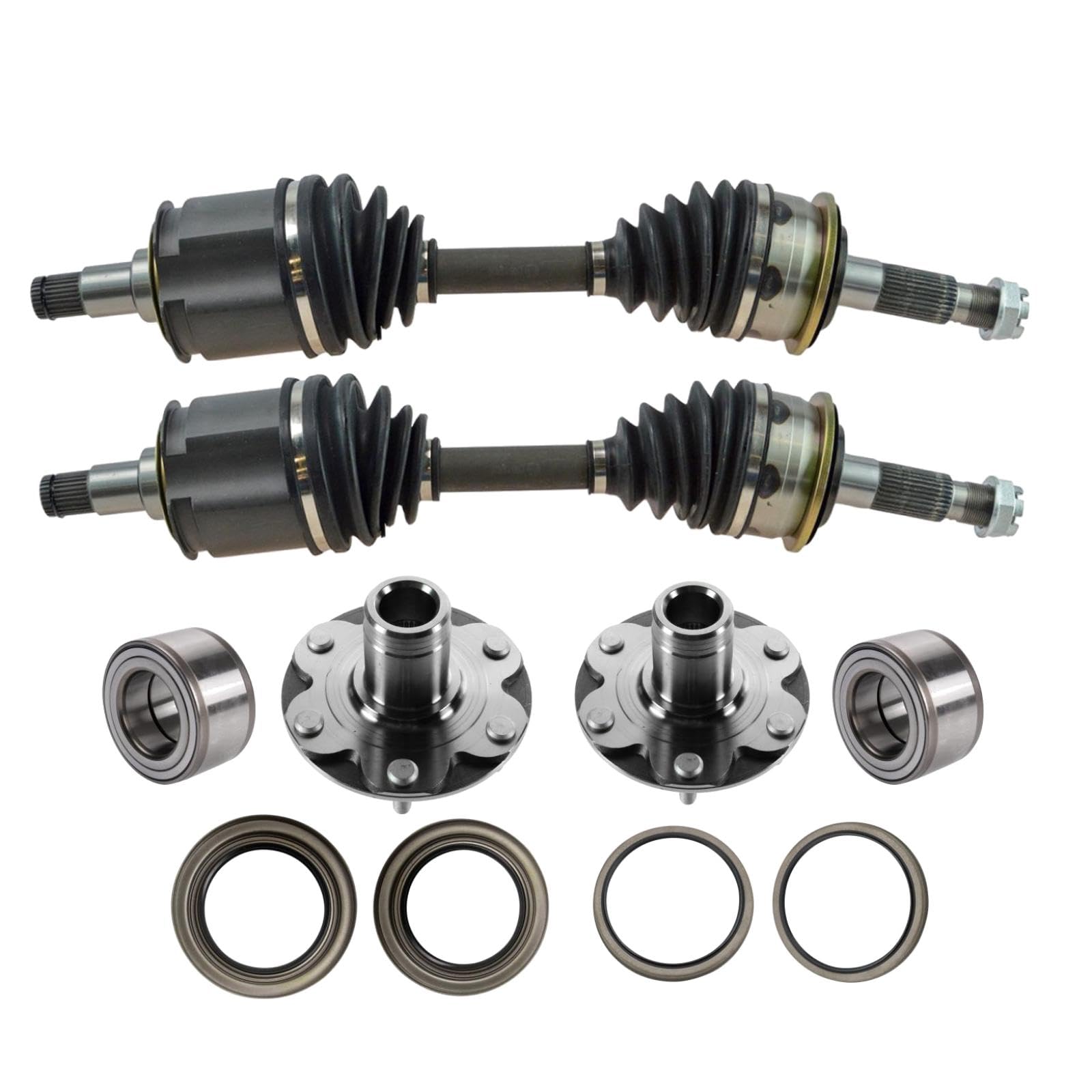 TRQ Front Drivetrain Kit CV Axle Shaft Assembly Wheel Bearing Wheel Hub Wheel Seal Compatible ...