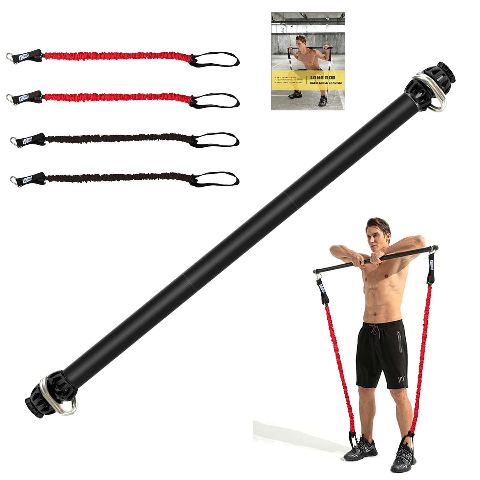 Resistance Band Bar, Portable Pilates Bar with Resistance Bands Home ...