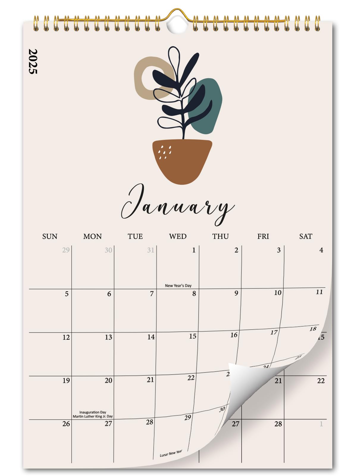 2025 Wall Calendar - Boho Calendar from January 2025 to December 2025 ...