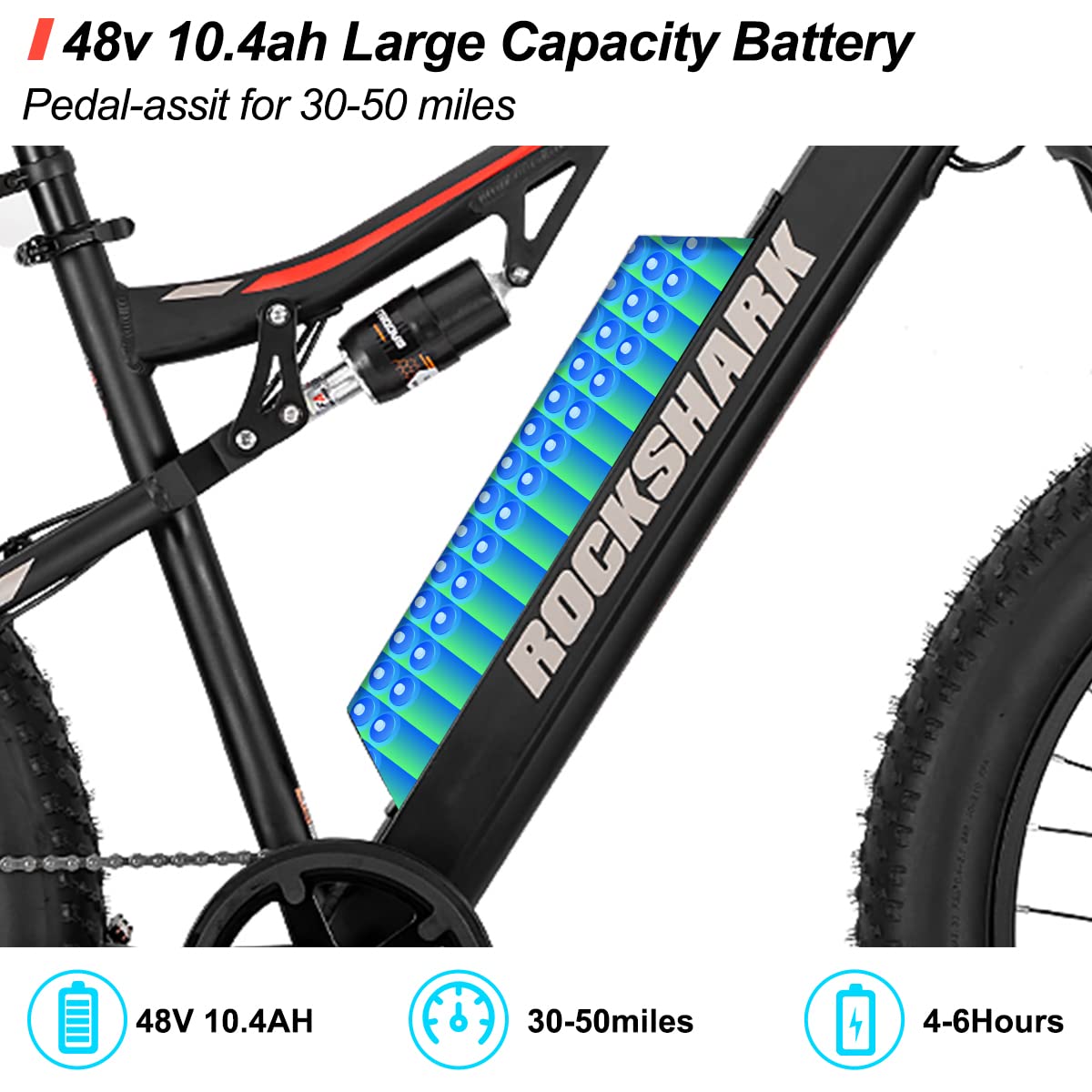 Mua HH HILAND Rockshark Electric Dirt Bike for Adults,26“x 4 Fat Tire ...