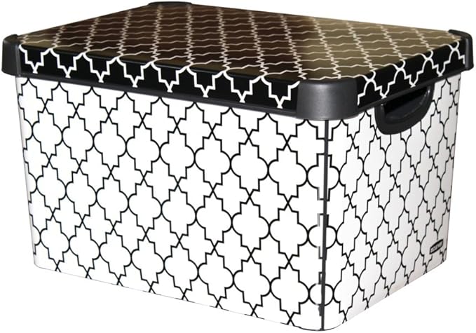 CURVER Large Stockholm Deco Storage Box 22L Morrocan, White: Amazon.co ...