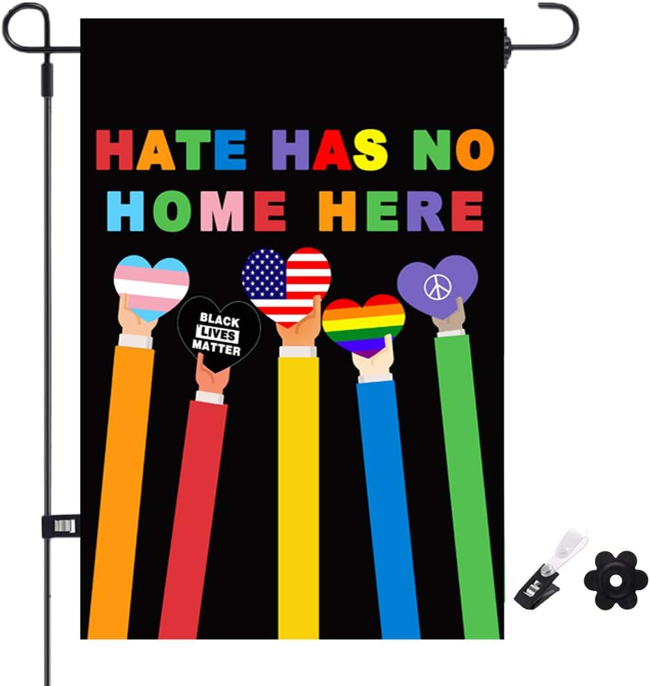 Amazon.com : Uddiee Hate Has No Home Here Garden Flag LGBT Kindness ...