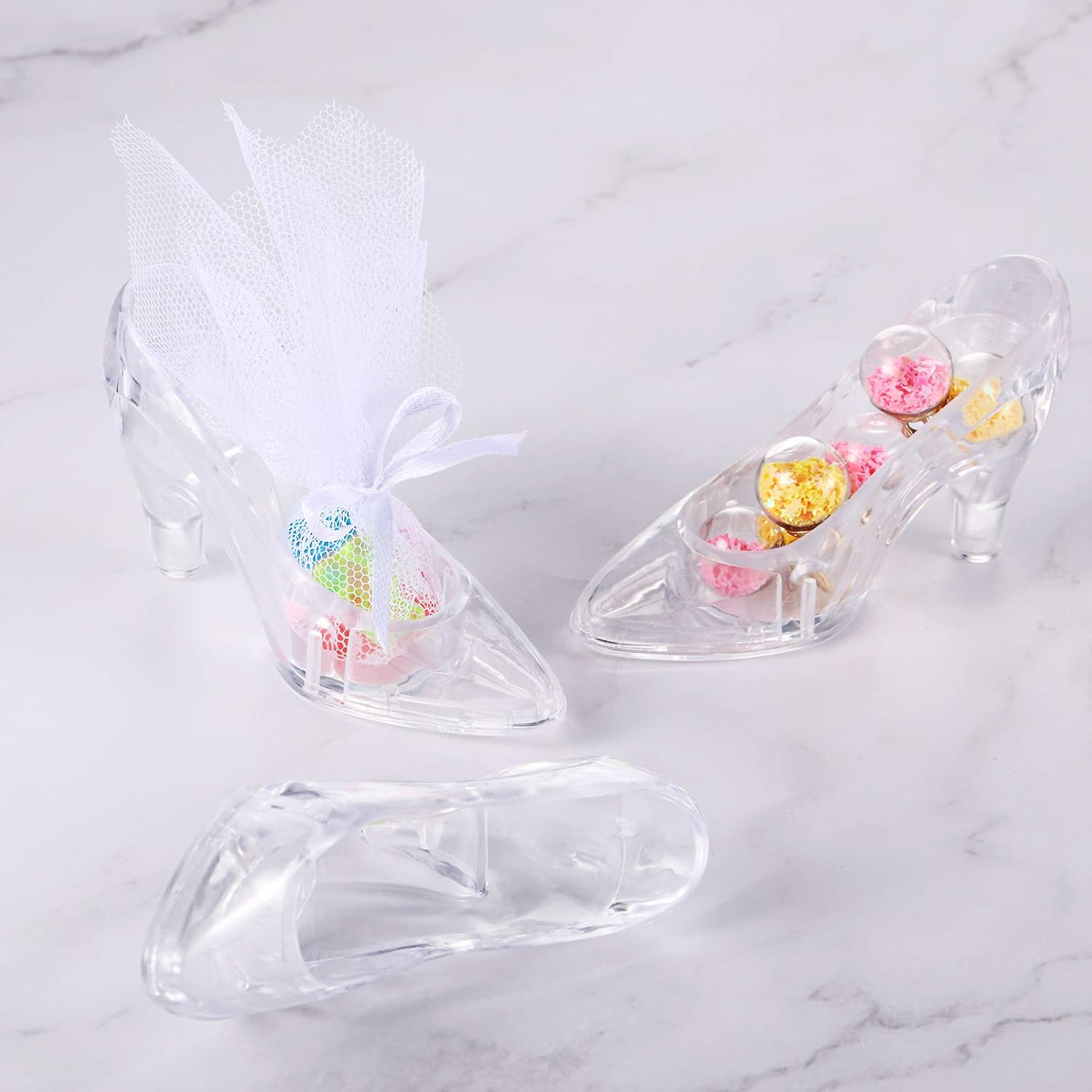 24 Pieces Mini Clear Princess Slippers Plastic High Heels Decoration ...