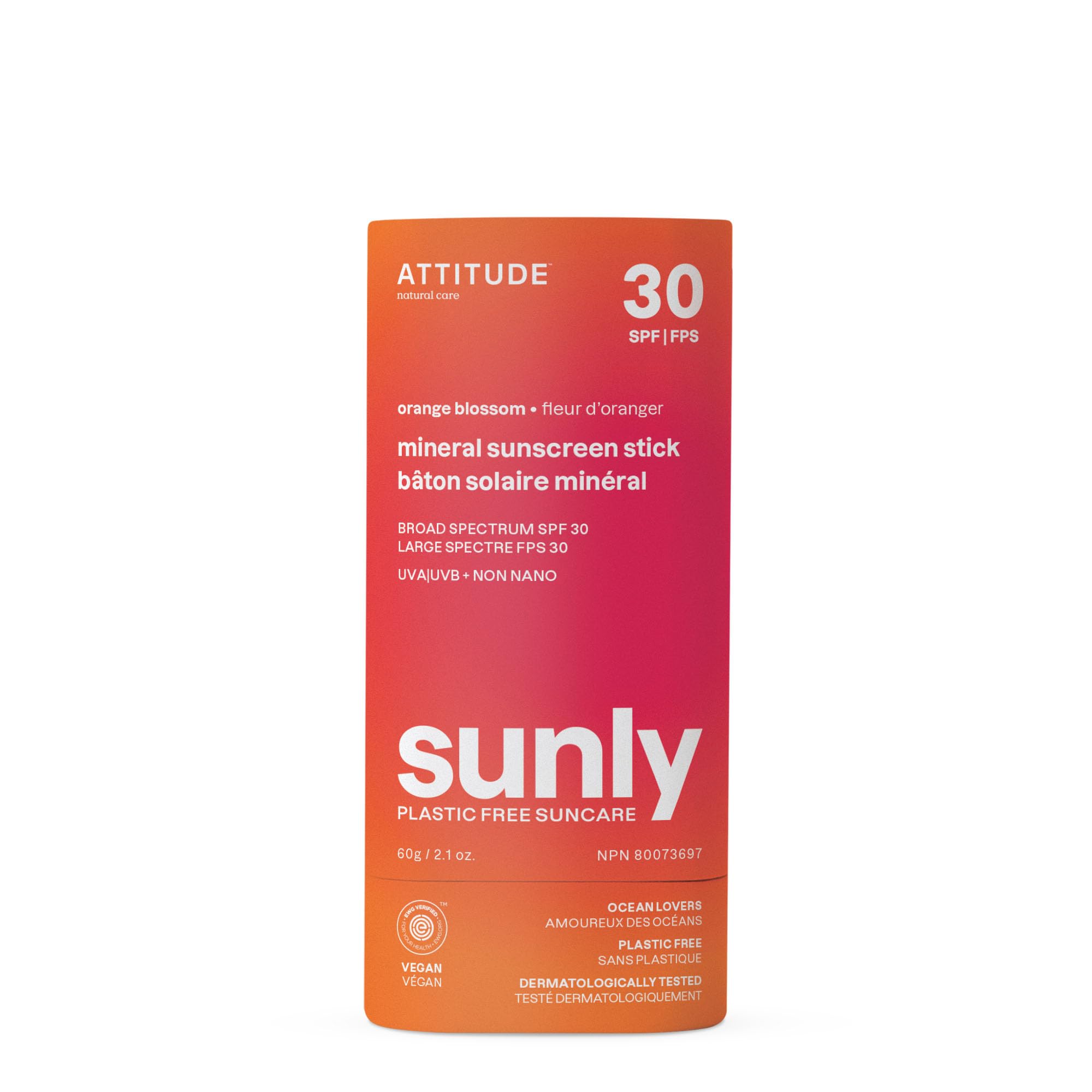 ATTITUDE Mineral Sunscreen Stick with Zinc Oxide, SPF 30, EWG Verified ...