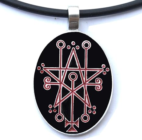 Sigil of Astaroth goetic demon Wiccan Pagan Pewter Pendant W Black PVC ...