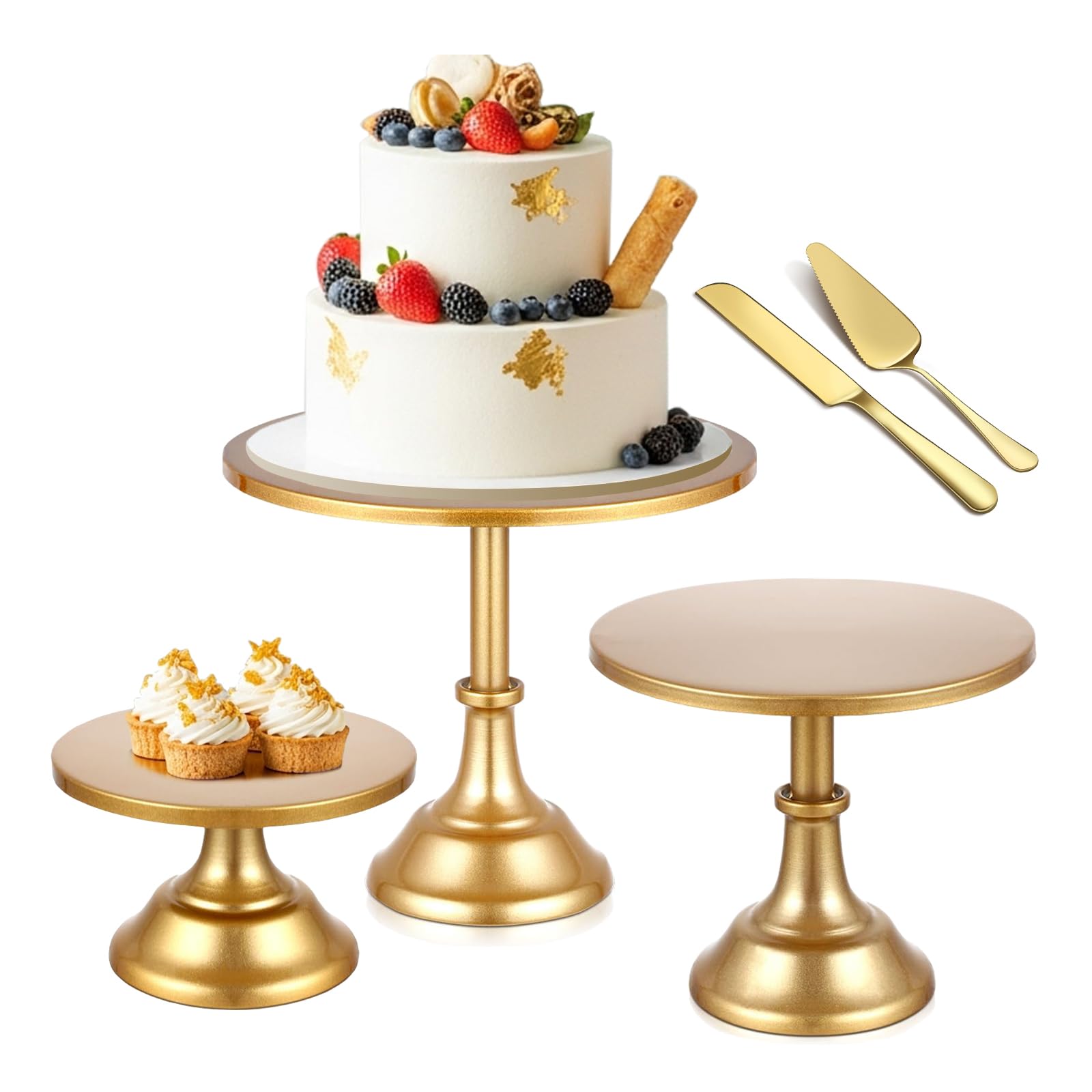 sansaieco 5 PCS Gold Cake Stand Set with Gold Pedestal Cake Stand and ...