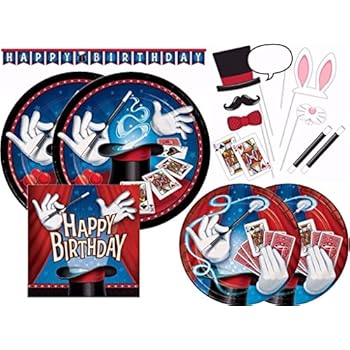Amazon.com: Magic Show Birthday Party Supplies Set Plates Napkins Cups ...