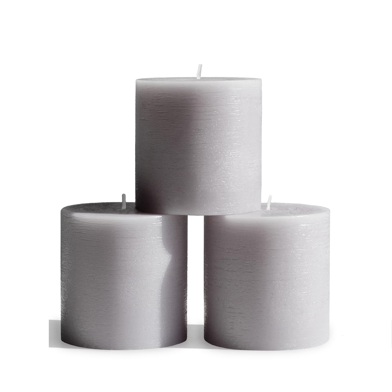 CANDWAX 3x3 Pillar Candles Set of 3 - Rustic Unscented No Drip Light ...