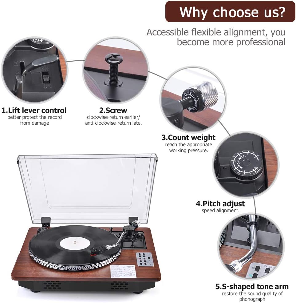 Record Player with Speakers Turntable for Vinyl Records 3-Speed ...