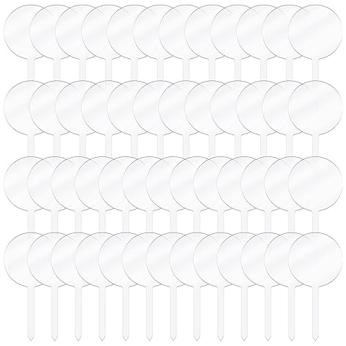 50 Pieces 2 Inch Round Acrylic Cupcake Toppers Blank Cupcake Stick ...