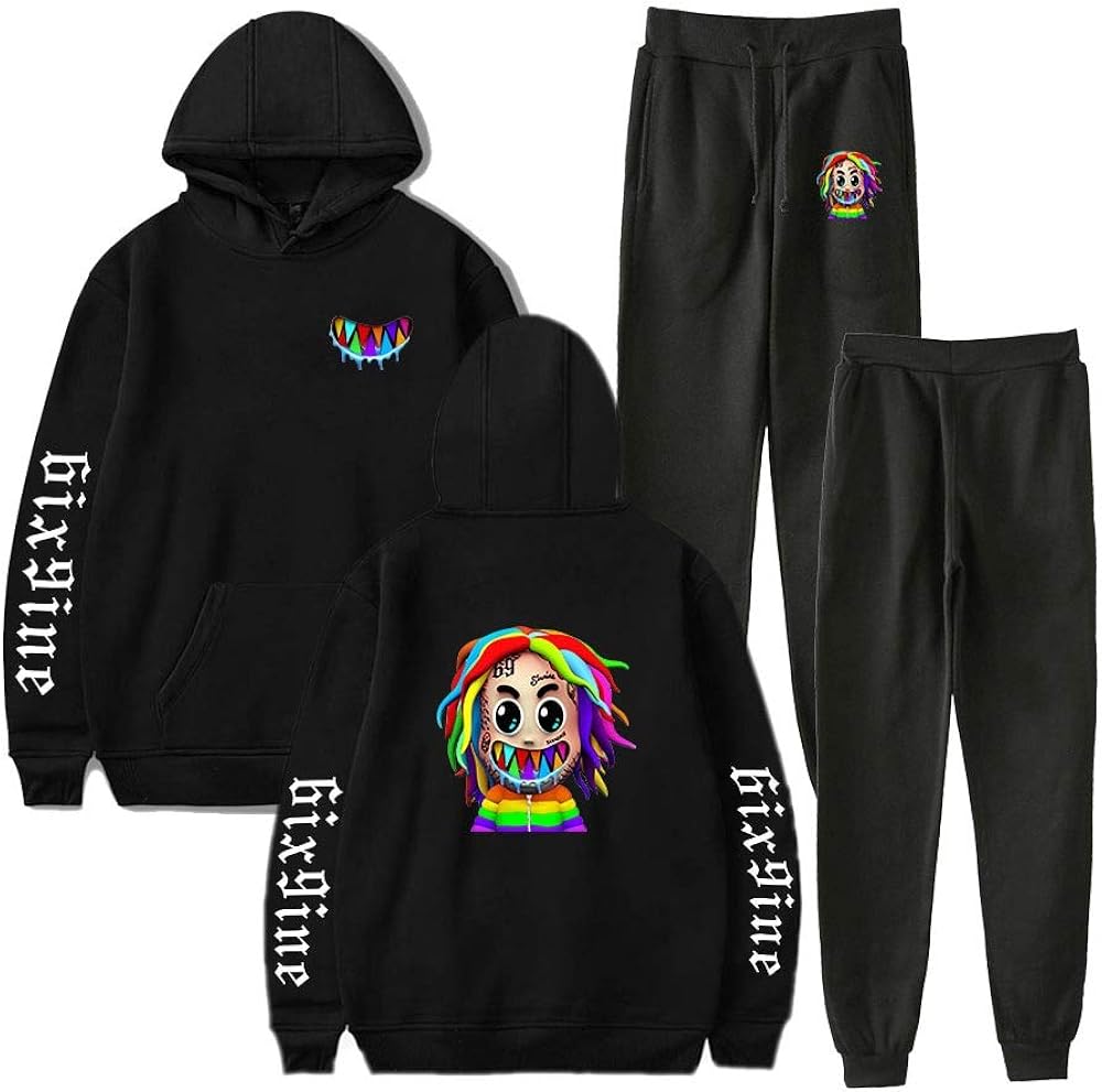 6ix9ine Sweatshirts Two Piece Set Unisex Tracksuit GOOBA Hoodies+Jogger ...