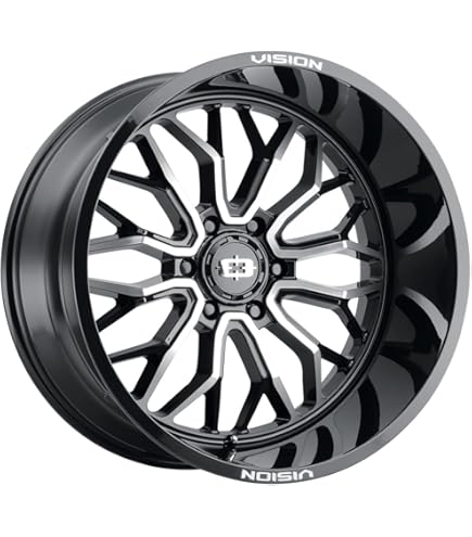 海外輸入ホイール 20x9 Vision 418 Widow 8x6.5 / 8x165.1 12グレーマシンドリップホイールリムセット（4 ...