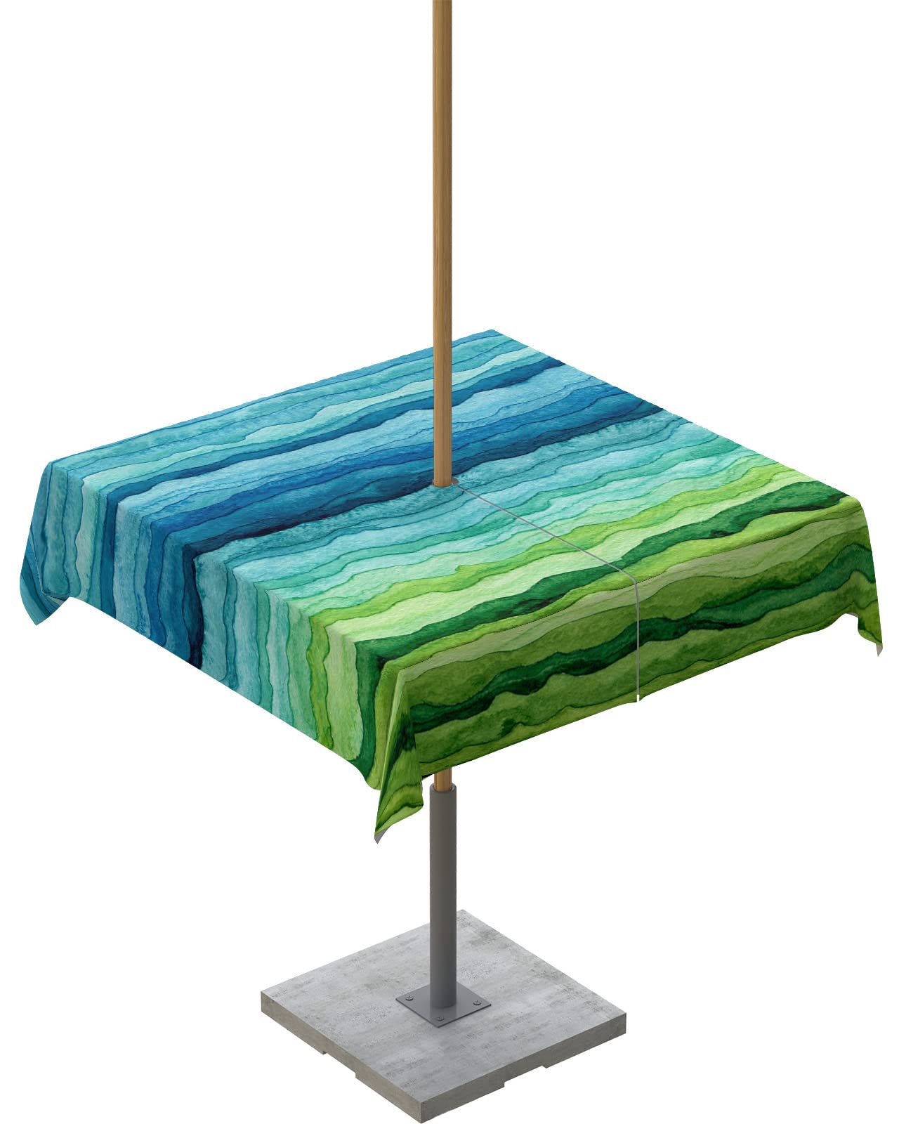 Ruian Store Watercolor Green and Blue Ombre Outdoor Square Tablecloth ...