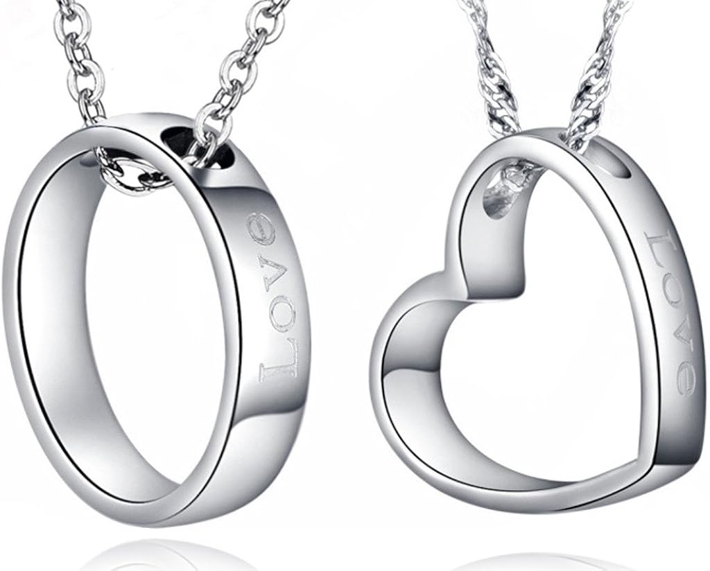 Infinite U Plata Esterlina 925"Love Anillo y Corazón Colgante Collar ...