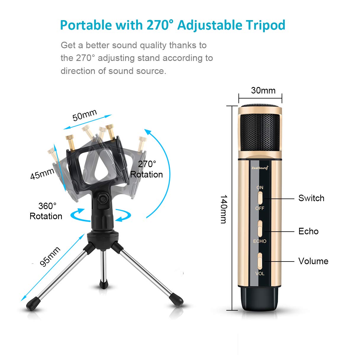 Mua Studio Recording Microphone, ZealSound Condenser Broadcast ...