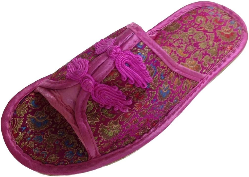 Amazon.com | Chinese Pink Brocade Slippers Size 7/8 | Slippers
